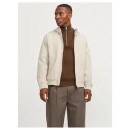 Jack & Jones Bomberjacke JACK & JONES "JJEPERFECT BOMBER NOOS", Herren, Gr. M, gelb (moonbeam), Web, Obermaterial: 92% Polyester, 8% Elasthan, unifarben, regular fit taillenbedeckt, ohne Ausschnitt, Rippb&uuml;ndchen, Jacken Bomberjacke, mit Kapuze