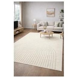 Teppich MERINOS "Eclipse", beige (creme), B:120cm H:14mm L:160cm, Polypropylen, Teppiche, Teppich, moderner Wohnzimmer Teppich, geometrisches Design