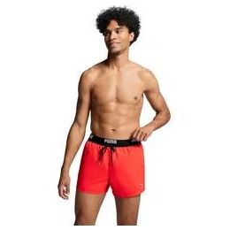 Badeshorts Puma "Puma SWIM MEN LOGO SHORT SHORTS 1P", Herren, Gr. M, N-Gr, rot, Web, Obermaterial: 100% Polyester, unifarben, Badehosen Badeshorts, Seitentaschen, Ges&auml;&szlig;tasche mit Rei&szlig;verschluss, Kordelzug