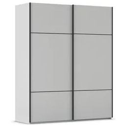 Schwebet&uuml;renschrank Rauch "Kleiderschrank Schrank Garderobe Schlafzimmerschrank SCALE-TRIO", grau (seidengrau, griffleisten schwarz), B:181cm H:223cm T:68cm, Holzwerkstoff, Schr&auml;nke, Schwebet&uuml;renschrank, edle dreigeteilte Front, 2 Zierleisten in Griff-Farbe MADE IN GERMANY