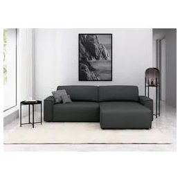Ecksofa Home Affaire "Chance, Recamiere beidseitig montierbar, Schlaffunktion, Breite 265 cm", grau (anthrazit), B:265cm H:87cm T:164cm, 95% Polyester, 5% Polyamid, Sofas, Ecksofa, in Struktur fein LINO, mit Schlaffunktion und Bettkasten
