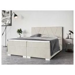 Bett Home Affaire "Liania mit Matratze und Topper, in 2 Breiten (160 und 180 cm)", beige (hellbeige), B:162cm H:119cm L:209cm, 100% Polyester, Betten, Bett, Boxspringbett mit Bettkasten, Matratze (BFK/TFK) und Topper