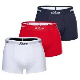Boxershorts s.Oliver "Boxershort 3er Pack", Herren, Gr. S, bunt (rot, marine, wei&szlig;), Obermaterial: 92% Baumwolle CO. 8% Elasthan EL., Unterhosen