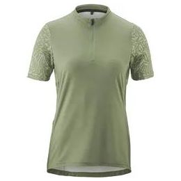 Radtrikot Gonso "Adventure Jersey Halfzip W", Damen, Gr. 44, gr&uuml;n (tannengr&uuml;n), 88% Polyester, 12% Elasthan, Rundhals, Trikots, Damen Fahrradtrikot kurzarm, R&uuml;ckentasche mit RV, Quick-Dry, Slim Fit