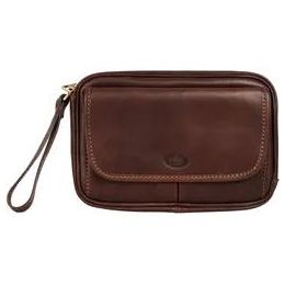 Pike Handgelenktasche PIK&Eacute;, Damen, Gr. B/H/T: 24cm x 17cm x 7cm onesize, braun, Leder, beschichtet, gl&auml;nzend, Taschen, echt Leder