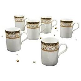 Becher Creatable "Kaffeebecher Majestosa", wei&szlig;, 6 Stk., Porzellan, Trinkgef&auml;&szlig;e, Becher, Dekor schwarz abgesetzt, Tassen Set, 6-teilig