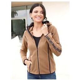 Fleecejacke Classic Basics, Damen, Gr. 46, gelb (camel, schwarz), 100% Polyester, unifarben, Jacken Fleecejacke
