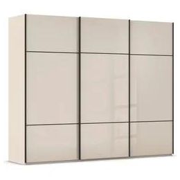 Schwebet&uuml;renschrank Rauch "Kleiderschrank Schrank Garderobe Schlafzimmerschrank SCALE-TRIO", beige (champagner, glas champagner, griffleisten schwarz), B:271cm H:223cm T:68cm, Holzwerkstoff, Schr&auml;nke, Schwebet&uuml;renschrank, edle dreigeteilte Front mit 2 Zierleisten Glasfront MADE IN GERMANY