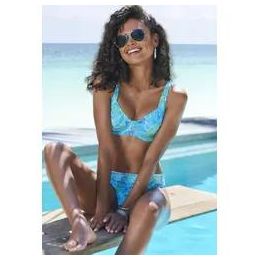 B&uuml;gel-Bikini-Top Sunseeker "Lapa", Damen, Gr. 48, Cup C, blau (t&uuml;rkis bedruckt), Microfaser, Recycling-Polyamid, bedruckt, Bikini-Oberteile, mit tropischem Print