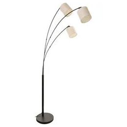 OTTO HOME Stehlampe "Avveline", schwarz (schwarz beige), 3, &Oslash; 12cm H: 148cm, 1 Stk., Leuchten, Stehlampe, 3-flammig mit Leinenschirm, 148 cm hoch, Bogenlampe, Stehlampe