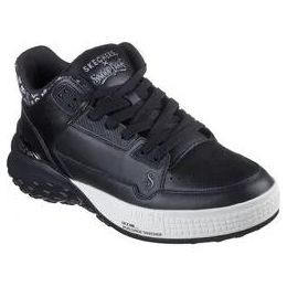 Sneaker Skechers "SIZZLE-SNOOP SIZZLE BUCKETS", Herren, Gr. 48,5, schwarz-wei&szlig; (schwarz, wei&szlig;), Leder, Schuhe Sneaker, Schn&uuml;rschuh, Freizeitschuh, MidCut mit Air-Cooled Memory Foam