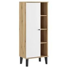 Stauraumschrank Home Affaire "Oslo, Badschrank mit Knopfgriff, Hochschrank im skandinavischen Design", wei&szlig; (eiche evoke, wei&szlig;), B:51cm H:128cm T:33cm, FSC-zertifizierter Holzwerkstoff, Schr&auml;nke, Stauraumschrank, in der T&uuml;rfarbe Wei&szlig; oder Grau verf&uuml;gbar, ausreichend Stauraum