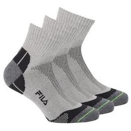 Kurzsocken Fila "Socken Fila QUARTER UNISEX SOCKS MULTISPORT 3P 3er Pack", Herren, Gr. 43-46, grau, Obermaterial: 87% Polyester PES. 10% Baumwolle CO. 3% Elasthan EL., Socken