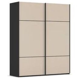 Schwebet&uuml;renschrank Rauch "Kleiderschrank Schrank Garderobe Schlafzimmerschrank SCALE-TRIO", beige (schwarz, glas champagner matt, griffleisten schwarz), B:181cm H:223cm T:67cm, Holzwerkstoff, Schr&auml;nke, Schwebet&uuml;renschrank, edle dreigeteilte Front mit 2 Zierleisten Glasfront MADE IN GERMANY