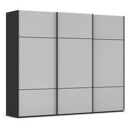 Schwebet&uuml;renschrank Rauch "Kleiderschrank Schrank Garderobe Schlafzimmerschrank SCALE-TRIO", grau (schwarz, glas seidengrau matt, griffleisten schwarz), B:271cm H:223cm T:68cm, Holzwerkstoff, Schr&auml;nke, Schwebet&uuml;renschrank, edle dreigeteilte Front mit 2 Zierleisten Glasfront MADE IN GERMANY