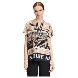 Longbluse Betty Barclay "Damen mit Stehkragen", Damen, Gr. 38, beige (beige, schwarz), Obermaterial: 100% Viskose, ausgestellt normal, Blusen Longbluse