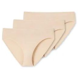Slip Schiesser "Slip 3er Pack", Damen, Gr. 44, beige (nude), Obermaterial: 95% Baumwolle CO. 5% Elasthan EL., Unterhosen Slip