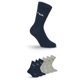 Socken Fila "UNISEX LIFESTYLE PLAIN SOCKS", Damen, Gr. 43-46, blau (189, navy grau), Baumwollmischung, unifarben, normal, Socken Socken, mit eingestrickem Logo