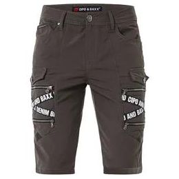 Cipo & Baxx Stoffhose CIPO & BAXX "Capri-Shorts", Herren, Gr. 30, Normalgr&ouml;&szlig;en, gr&uuml;n (khaki), 80% Polyamid, 12% Elasthan, 8% Polyester, unifarben, regular fit knieumspielend, Hosen Stoffhose, mit zahlreichen Taschen