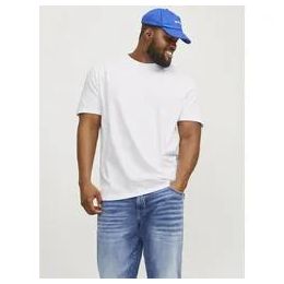 Jack & Jones PlusSize T-Shirt "JJEBRADLEY TEE SS NOOS PLS", Herren, Gr. 5XL, wei&szlig;, Jersey, Obermaterial: 100% Baumwolle, JACK & JONES PLUSSIZE, unifarben, Basic, relaxed fit normal, Rundhals, gerader Abschluss, Shirts T-Shirt, mit Rundhalsausschnitt