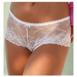Panty Lascana, Damen, Gr. 48/50, wei&szlig;, Spitze, Obermaterial: 88% Polyamid, 6% Elasthan, 6% Polyester, Unterhosen Panty, aus dezent transparenter Jacquardspitze mit edlem Perlenaccessoire