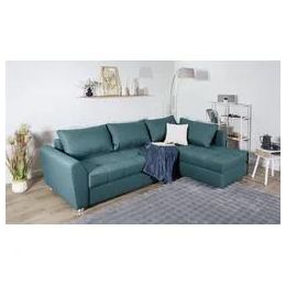Ecksofa Collection AB "Jana XL L-Form, B: 250 cm", blau (petrol), B:250cm H:42cm T:161cm, 100%Polyester, Sofas, Ecksofa, Bettfunktion, Bettkasten & 1 Zierkissen, Federkern