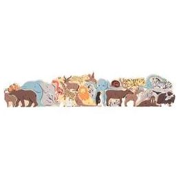 Konturenpuzzle Small Foot "Buchstabenpuzzle Tiere", bunt, Puzzles, KinderB:13cm T:64cm, Holz, Metall, B:13cm T:64cm
