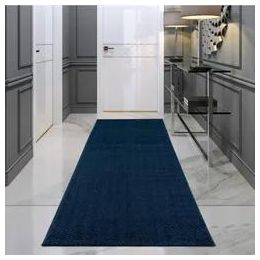 Teppich Carpet City "Frise&eacute;-Teppich FANCY805", blau, B:80cm H:12mm L:150cm, Polypropylen, Teppiche, Teppich, L&auml;ufer, Kurzflor, Einfarbig, 3D-Optik, Zickzack Look, Wohnzimmer