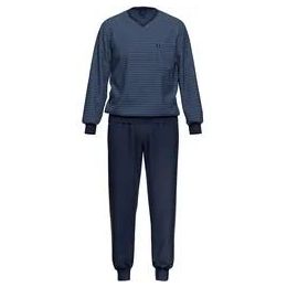 Schlafanzug Ammann "Schlafanzug lang Men / Nightwear", Damen, Gr. 62, blau, Obermaterial: 62% Baumwolle CO. 38% Polyester PES., Homewear-Sets Schlafanzug