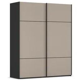 Schwebet&uuml;renschrank Rauch "Kleiderschrank Schrank Garderobe Schlafzimmerschrank SCALE-TRIO", beige (schwarz, glas fango matt, griffleisten schwarz), B:181cm H:223cm T:67cm, Holzwerkstoff, Schr&auml;nke, Schwebet&uuml;renschrank, edle dreigeteilte Front mit 2 Zierleisten Glasfront MADE IN GERMANY