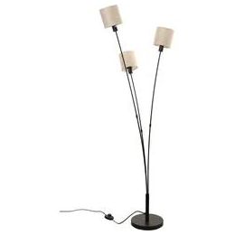 OTTO HOME Stehlampe "Avveline", schwarz (schwarz beige), 3, &Oslash; 12cm H: 148cm, 1 Stk., Leuchten, Stehlampe, 3-flammig mit Leinenschirmen, 148 cm hoch, Stehlampe