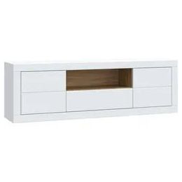 Lowboard FORTE "LefkadasTV-Board, TV-Schrank", wei&szlig; (wei&szlig;, mauvella eiche), B:195,4cm H:61,6cm T:41,4cm, Holzwerkstoff, Sideboards, Lowboard, TV-Board, viel Platz, Push to open, Grifflos, BxH= 195,4 x 61,6cm