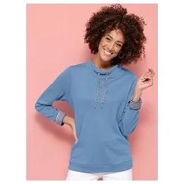 Sweatshirt Classic Basics, Damen, Gr. 56, blau (mittelblau), 100% Baumwolle, gemustert, gestreift, unifarben, Sweatshirts Sweatshirt