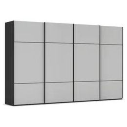 Schwebet&uuml;renschrank Rauch "Kleiderschrank Schrank Garderobe Schlafzimmerschrank SCALE-TRIO", grau (schwarz, glas seidengrau matt, griffleisten schwarz), B:360cm H:223cm T:68cm, Holzwerkstoff, Schr&auml;nke, Schwebet&uuml;renschrank, edle dreigeteilte Front mit 2 Zierleisten Glasfront MADE IN GERMANY