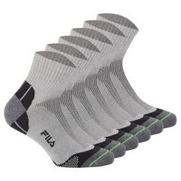 Kurzsocken Fila "Socken Fila QUARTER UNISEX SOCKS MULTISPORT 3P 6er Pack", Herren, Gr. 39-42, grau, Obermaterial: 87% Polyester PES. 10% Baumwolle CO. 3% Elasthan EL., Socken