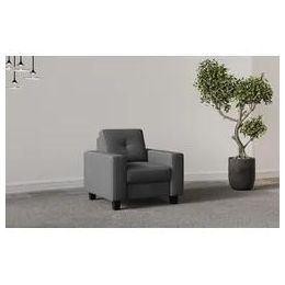 Home Affaire Sessel OTTO HOME "Varese", grau, B:96cm H:91cm T:90cm, 90% Polyester 10% Polyamid, Sessel, Sessel, Kreuznaht in beige