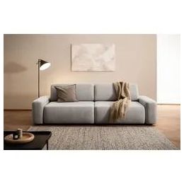 3-Sitzer Home Affaire "TORGE (257cm), Sofa,Schlafsofa in Cord, Samtvelours, Struktur fein", grau (hellgrau), B:257cm H:82cm T:105cm, 100% Polyester, Sofas, rundes Design, Schlaffunktion u. Bettkasten, Liegefl&auml;che: 135/200 cm