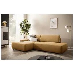Ecksofa Home Affaire "TORGE, Schlafsofa Cord, Samtvelours u. Strukur fein, Couch in L-Form", gelb (honiggelb), B:276cm H:82cm T:164cm, 100% Polyester, Sofas, Ecksofa, Schlaffunktion und Bettkasten, Liegefl&auml;che: 210x125 cm, neues Design