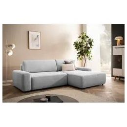 Ecksofa Home Affaire "TORGE (264cm), Schlafsofa in Cord, Samtvelours o Struktur fein, L-Form", grau (hellgrau), B:264cm H:82cm T:162cm, 100% Polyester, Sofas, Ecksofa, Schlaffunktion, Bettkasten, Liegefl&auml;che: 125/210 cm