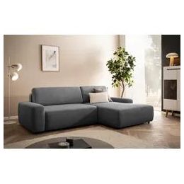 Ecksofa Home Affaire "TORGE (264cm), Schlafsofa in Cord, Samtvelours o Struktur fein, L-Form", grau (anthrazit), B:264cm H:82cm T:162cm, 100% Polyester, Sofas, Ecksofa, Schlaffunktion, Bettkasten, Liegefl&auml;che: 125/210 cm