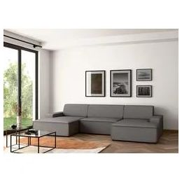 Wohnlandschaft Trendmanufaktur "Graz, wahlweise mit Sitzvorschub und Bettkasten, U-Form, Breite 329 cm", grau (anthrazit), B:329cm H:73cm T:162cm, 100% Polyester, Sofas, Wohnlandschaft, in Cord-, haustierfreundlichem LEO Struktur- oder LUMOS-3D-Bezug