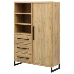 Barschrank OMG DESIGN "Ronda", smoked oak, B:110cm H:170cm T:45cm, Holzwerkstoff, Schr&auml;nke, Barschrank, mit Soft-Close, mit Metallgestell