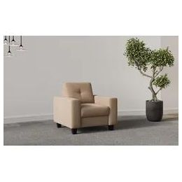 Sessel Home Affaire "Varese", braun (macciato), B:96cm H:91cm T:90cm, 100% Polyester, Sessel, Sessel, Kreuznaht in beige
