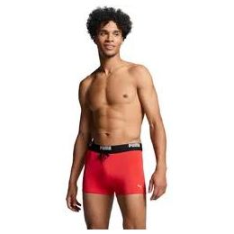 Badehose Puma "Puma SWIM MEN LOGO TRUNKS", Herren, Gr. L, N-Gr, rot, Web, Obermaterial: 80% Polyester, 20% Elasthan, unifarben, Badehosen Badehose, elastischer Logobund mit integriertem Kordelzug