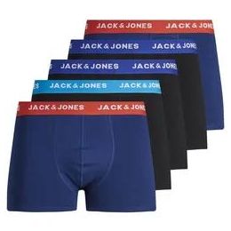 Jack & Jones Boxershorts JACK & JONES "Boxershort JACLEE TRUNKS 5 PACK 5er Pack", Herren, Gr. M, schwarz (schwarz, blau), Obermaterial: 95% Baumwolle CO. 5% Elasthan EL., Unterhosen