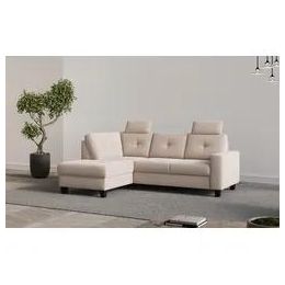 Ecksofa Home Affaire "Varese", beige (creme), B:226cm H:91cm T:170cm, 100% Polyester, Sofas, Ecksofa, wahlweise mit Bettfunktion und Bettkasten
