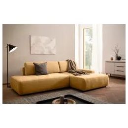 Ecksofa Home Affaire "TORGE, Schlafsofa Cord, Samtvelours u. Strukur fein, Couch in L-Form", gelb (honiggelb), B:276cm H:82cm T:164cm, 100% Polyester, Sofas, Ecksofa, Schlaffunktion und Bettkasten, Liegefl&auml;che: 210x125 cm, neues Design