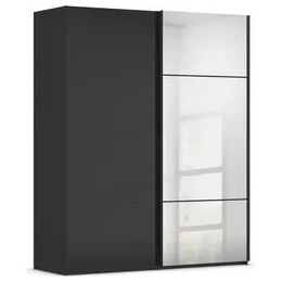 Schwebet&uuml;renschrank Rauch "Kleiderschrank Schrank Garderobe Schlafzimmerschrank SCALE-TRIO", schwarz (schwarz, glas schwarz, griffleisten schwarz), B:181cm H:223cm T:67cm, Holzwerkstoff, Schr&auml;nke, Schwebet&uuml;renschrank, edle dreigeteilte Front mit 2 Zierleisten Spiegel/Glas MADE IN GERMANY