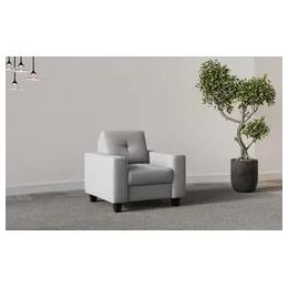 Sessel Home Affaire "Varese", grau (hellgrau), B:96cm H:91cm T:90cm, 95%Polyester 5%Polyamid, Sessel, Sessel, Kreuznaht in beige