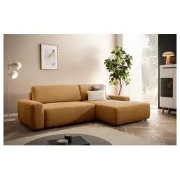 Ecksofa Home Affaire "TORGE (264cm), Schlafsofa in Cord, Samtvelours o Struktur fein, L-Form", gelb (honiggelb), B:264cm H:82cm T:162cm, 100% Polyester, Sofas, Ecksofa, Schlaffunktion, Bettkasten, Liegefl&auml;che: 125/210 cm